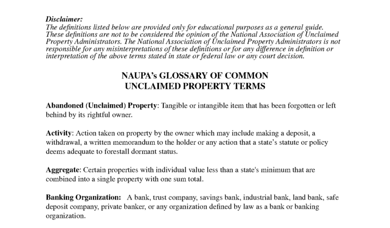 Government Member Resources – National Association of Unclaimed ...